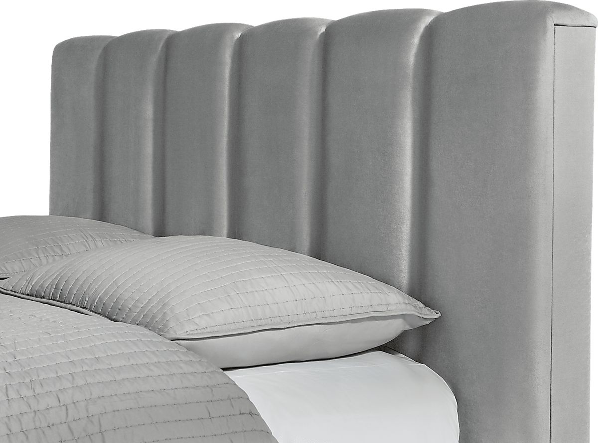 Ocean Drive Light Gray Polyester Fabric 3 Pc Queen Platform Bed | Rooms ...