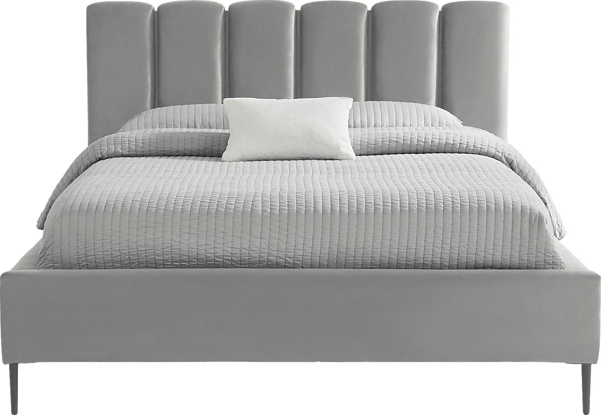 Ocean Drive Light Gray Polyester Fabric 3 Pc Queen Platform Bed | Rooms ...