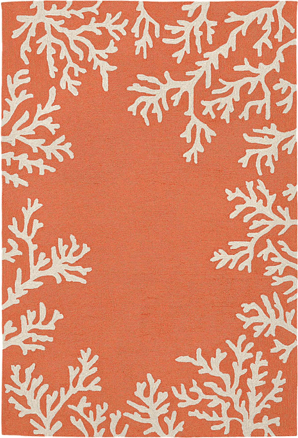 Ocean Flower Orange Orange,Red Outdoor Rug | Rooms to Go