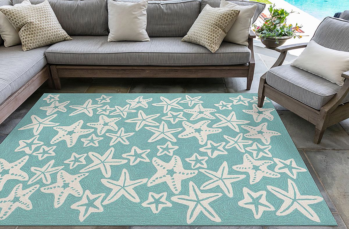 Ocean Gem Blue Outdoor Rug | Rooms to Go