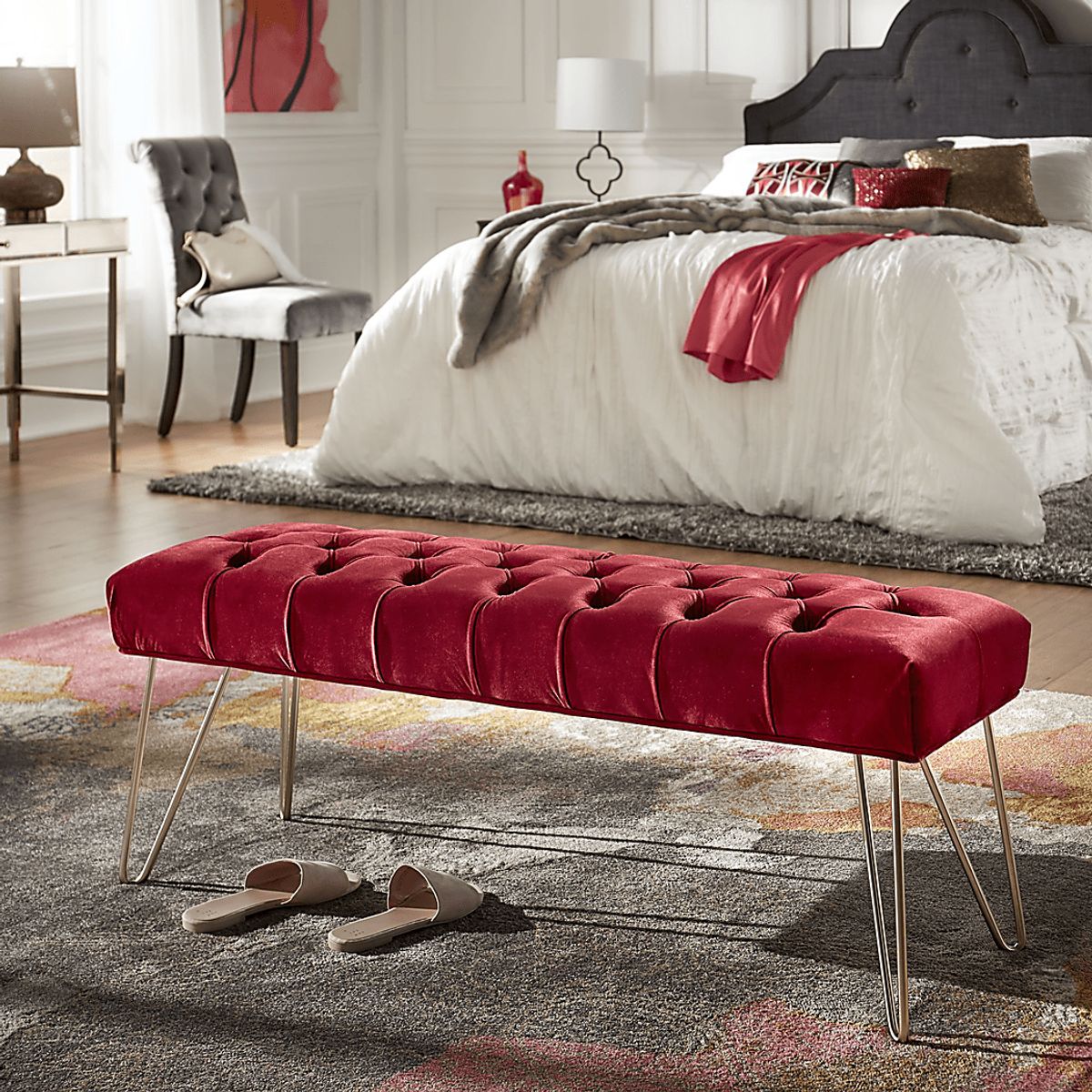 Oleandri Red Accent Bench | Rooms to Go
