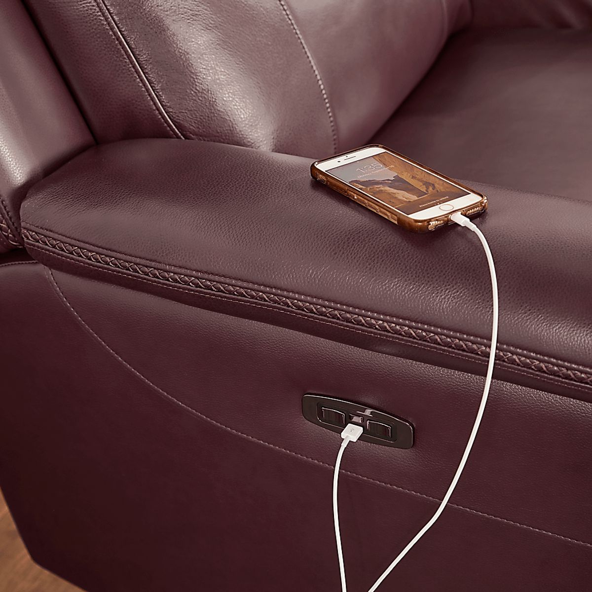 Orsini 5 Pc Red Leather Dual Power Reclining Living Room Set With Dual ...