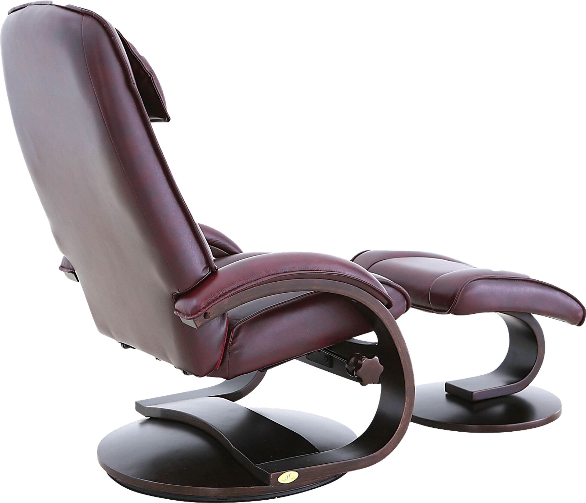 Oslo Burgundy Red Polyurethane Fabric Recliner And Ottoman | Rooms to Go