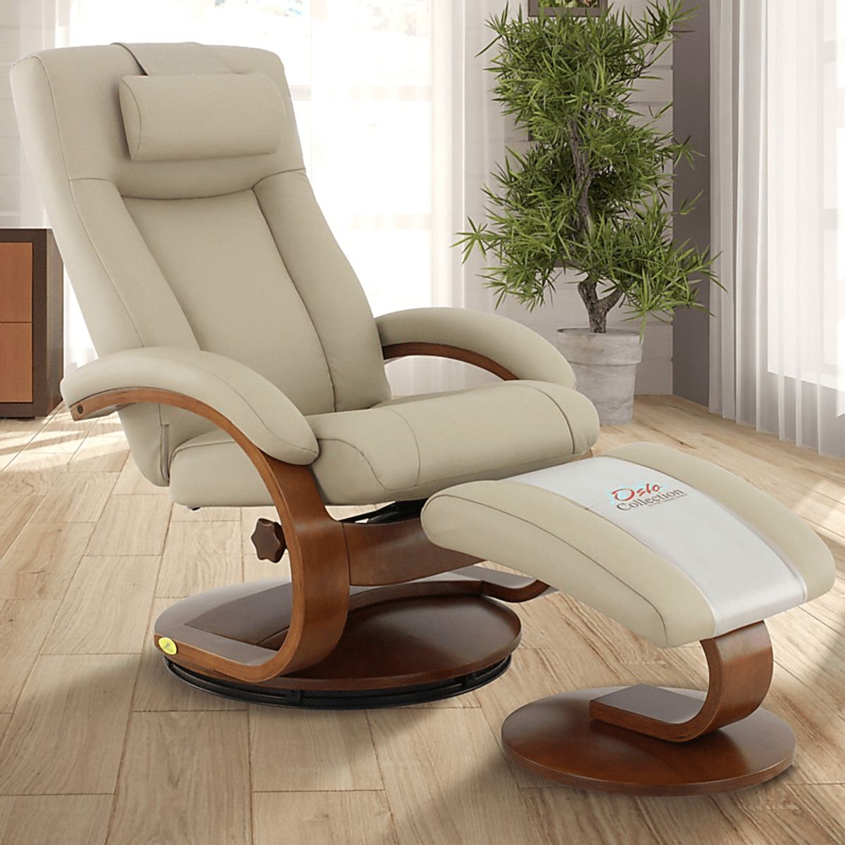 Oslo Tan Beige,Brown Polyurethane Fabric Recliner | Rooms to Go