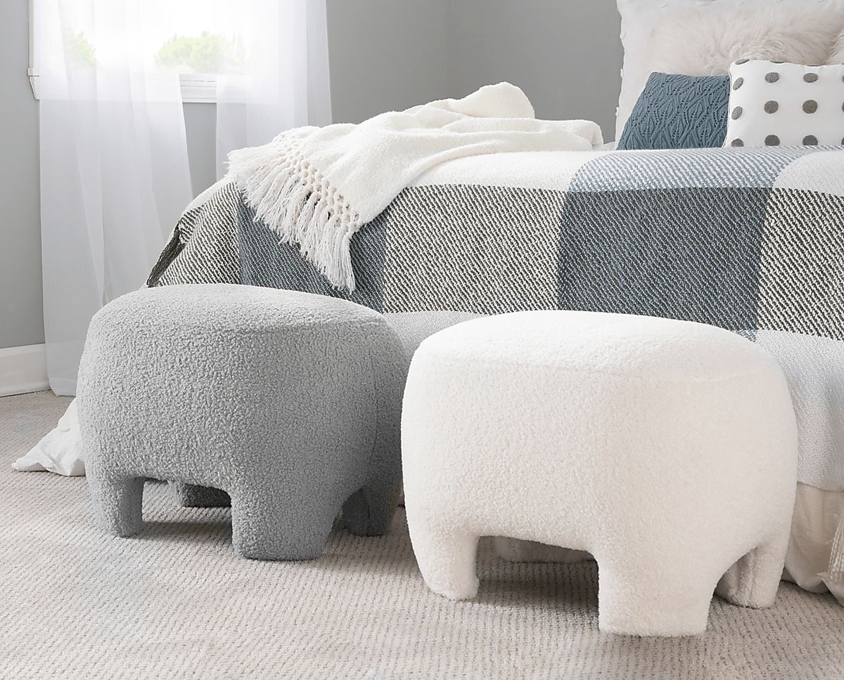 Otranto White Sherpa Ottoman | Rooms to Go