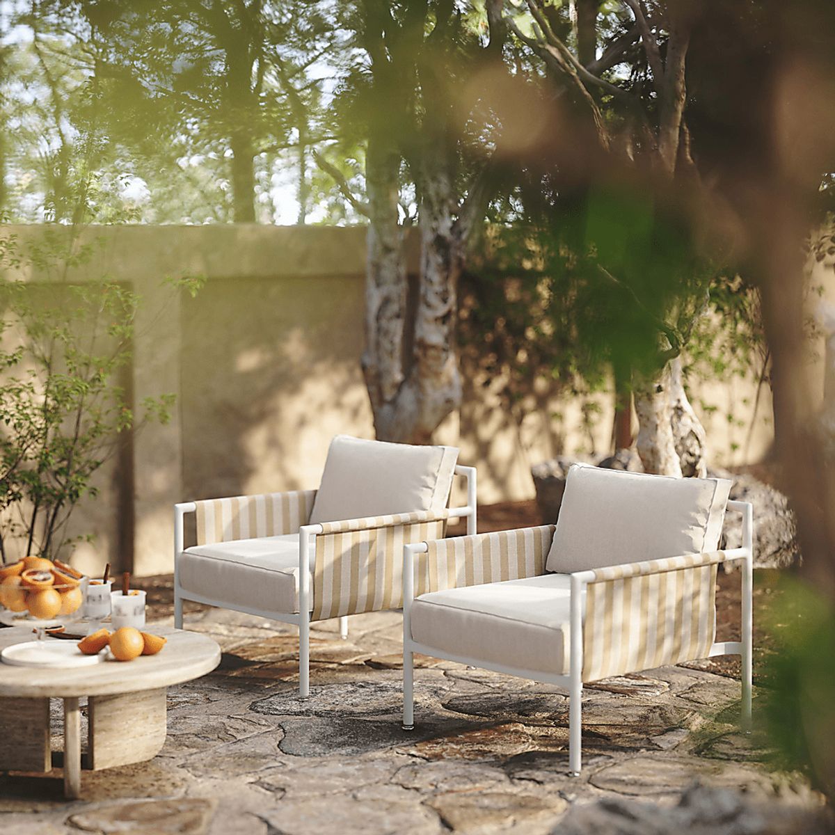 Arboleda Cream Beige Polyester Fabric Outdoor Accent Chair | Rooms to Go