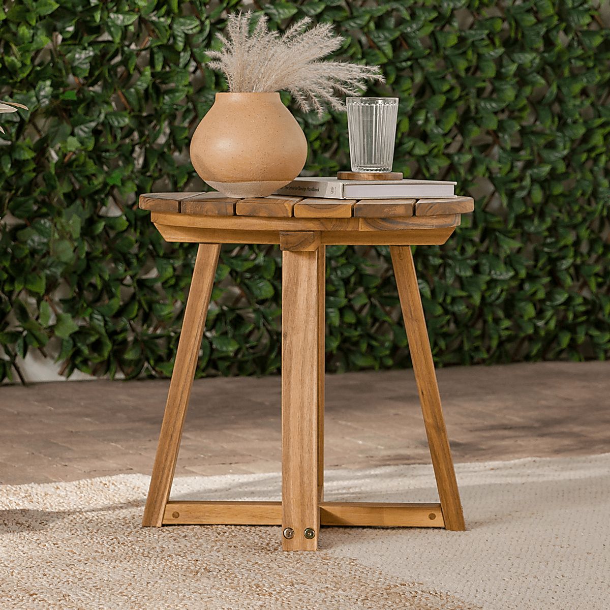 Arborhazy Natural Light Wood Outdoor End Table | Rooms to Go