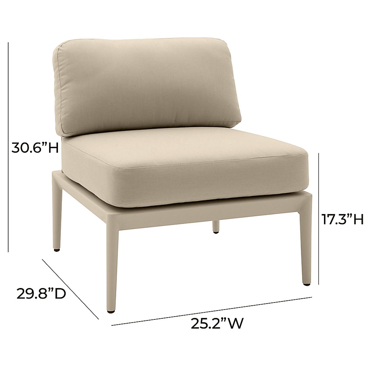 Brenkman Taupe Beige Polyester Fabric Outdoor Armless Chair | Rooms to Go