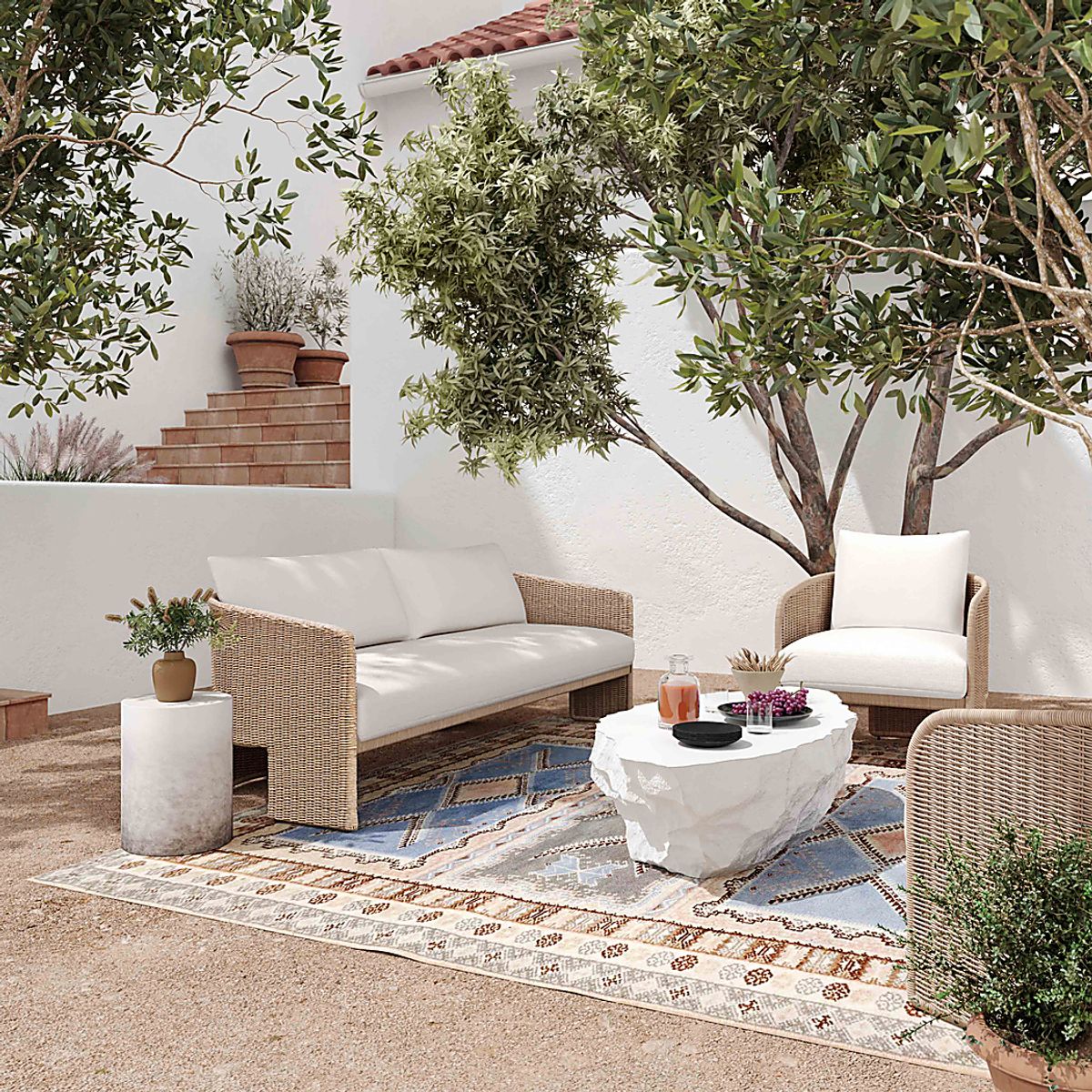 Bresnahan Cream Beige Polyester Fabric Outdoor Sofa | Rooms to Go