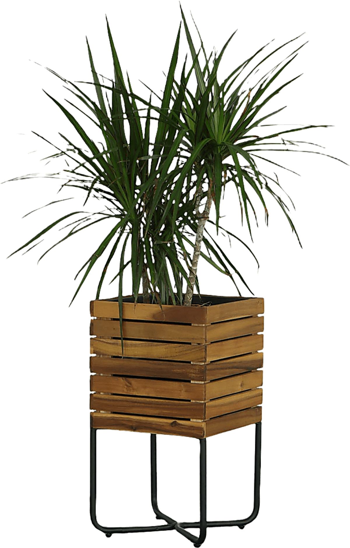 Burgee Brown Outdoor Square Planter W/ Metal Legs | Rooms to Go