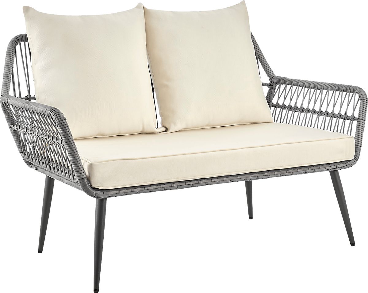 Duffieldy Cream Beige Polyester Fabric Outdoor 4 Pc Conversation Set ...