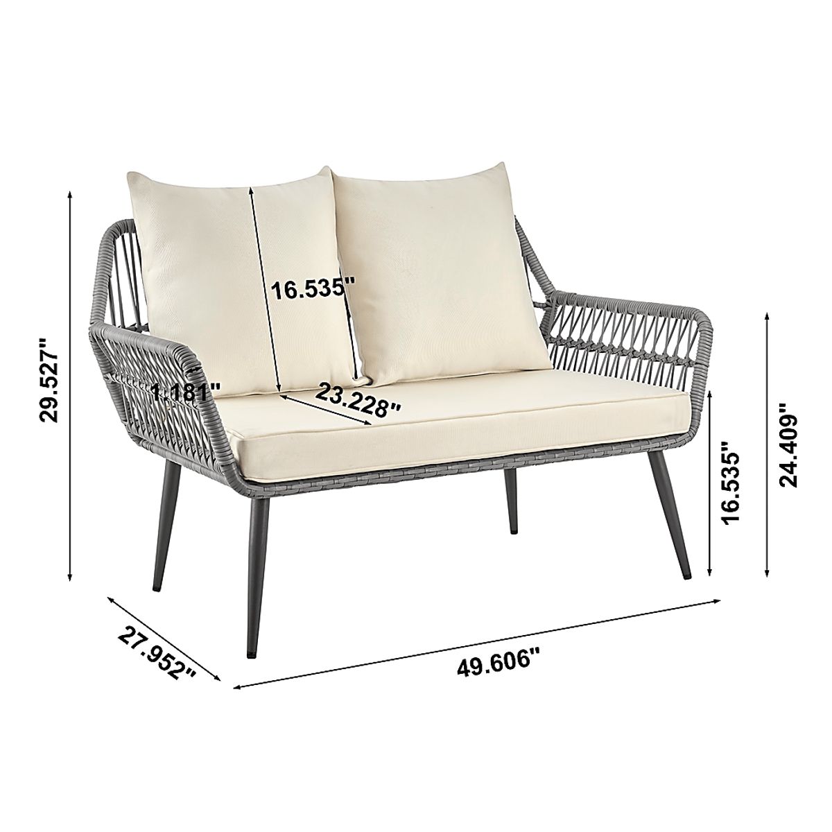 Duffieldy Cream Beige Polyester Fabric Outdoor 4 Pc Conversation Set ...
