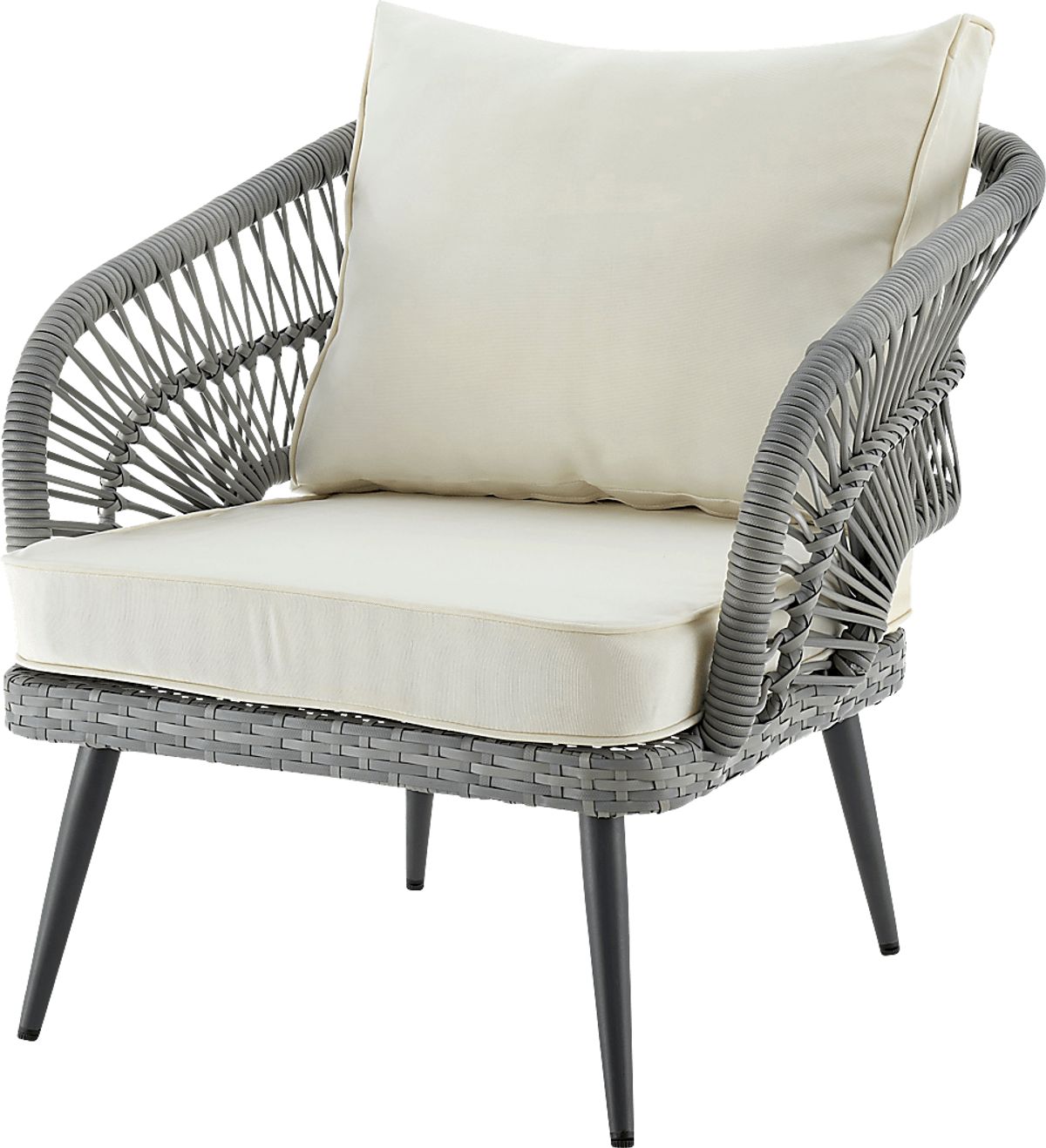 Eashley Cream Beige Polyester Fabric Outdoor 4 Pc Conversation Set W ...