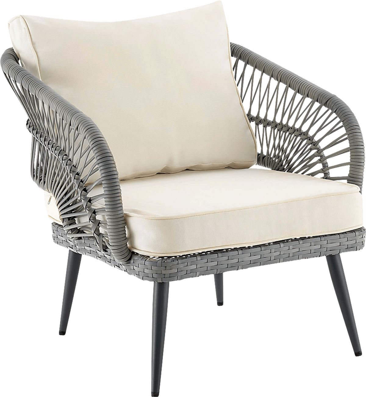 Eashley Cream Beige Polyester Fabric Outdoor 4 Pc Conversation Set W ...