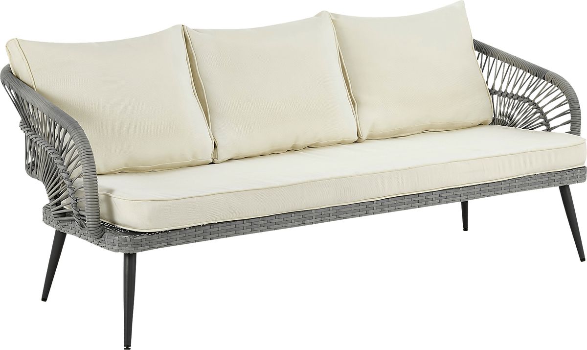 Eashley Cream Beige Polyester Fabric Outdoor 4 Pc Conversation Set W ...