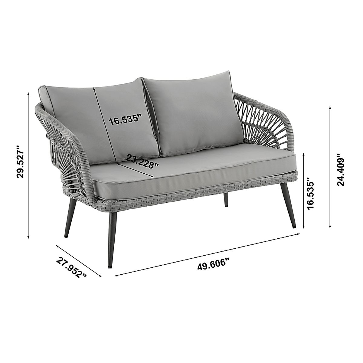 Eashley Gray Polyester Fabric Outdoor 4 Pc Conversation Set W/Loveseat ...