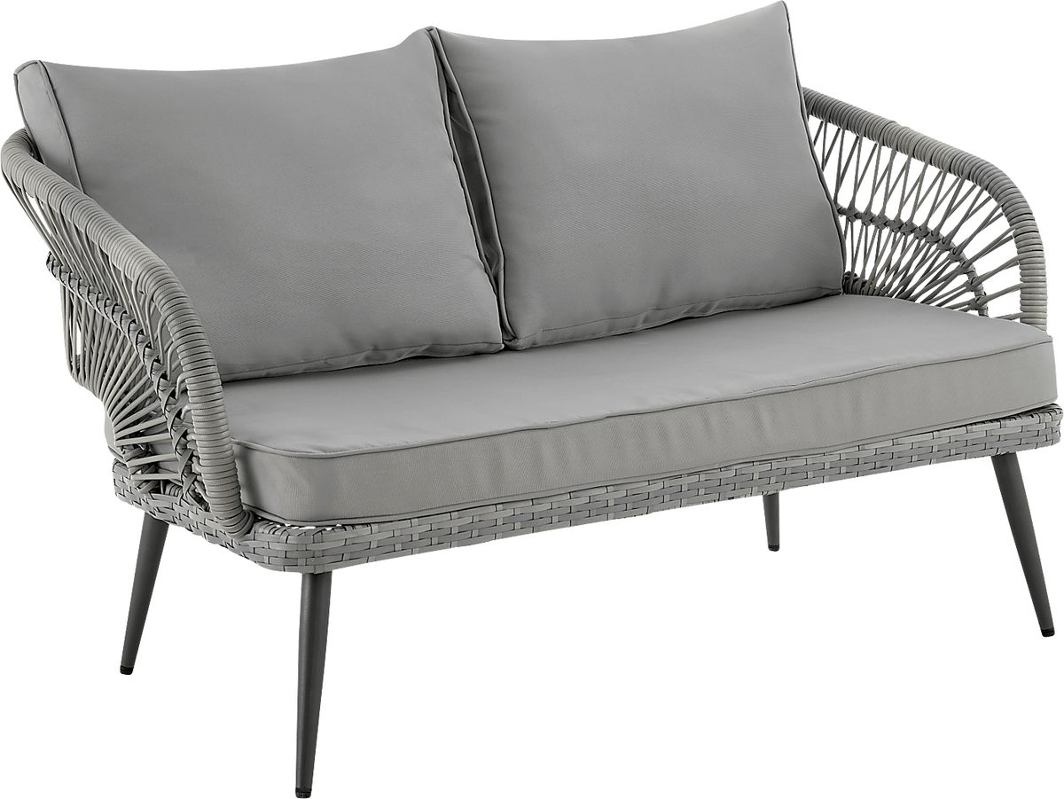 Eashley Gray Polyester Fabric Outdoor 4 Pc Conversation Set W/Loveseat ...