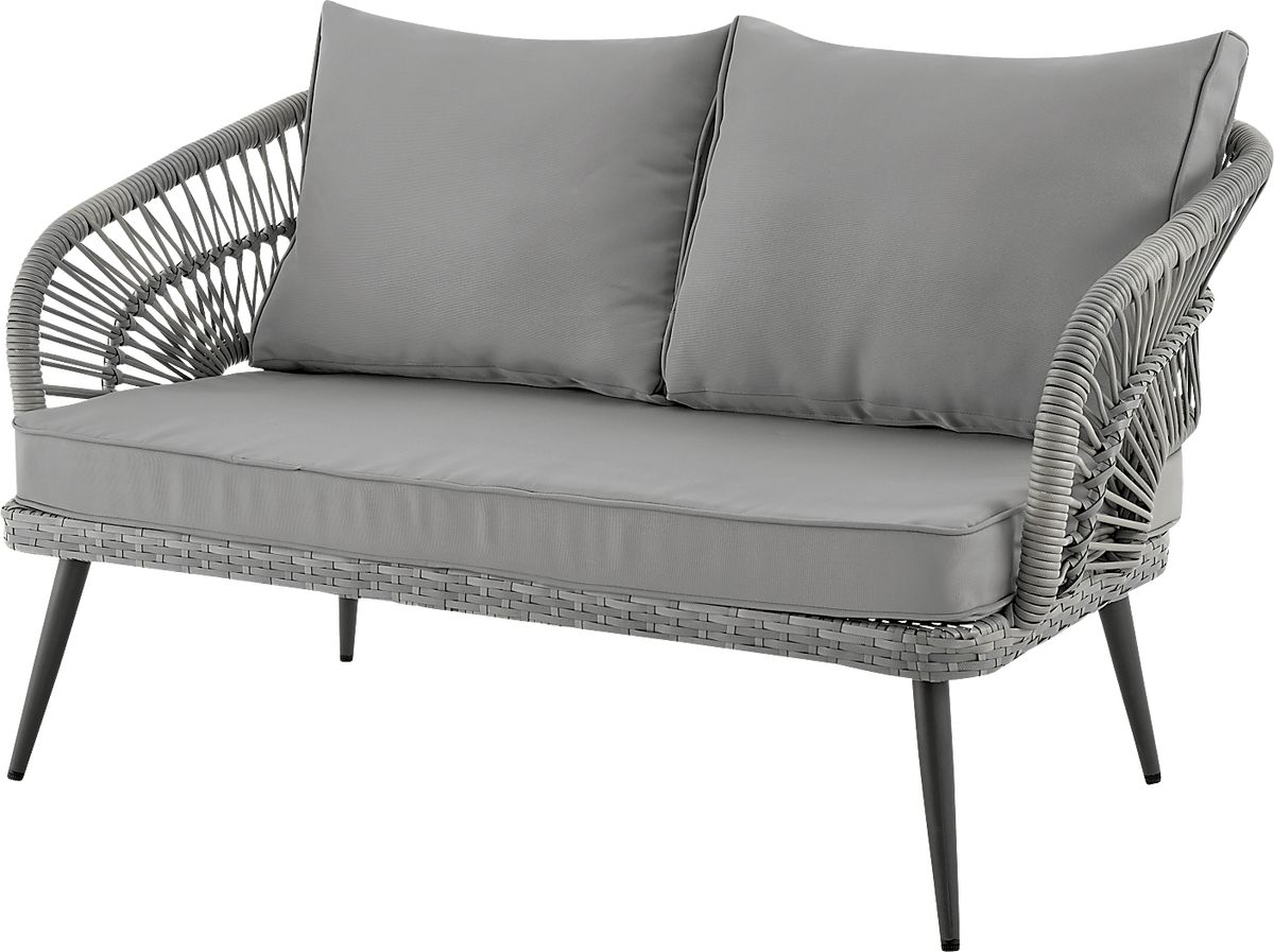 Eashley Gray Polyester Fabric Outdoor 4 Pc Conversation Set W/Loveseat ...
