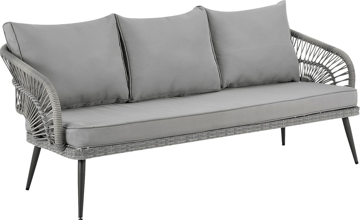 Eashley Gray Polyester Fabric Outdoor 4 Pc Conversation Set W/Sofa ...