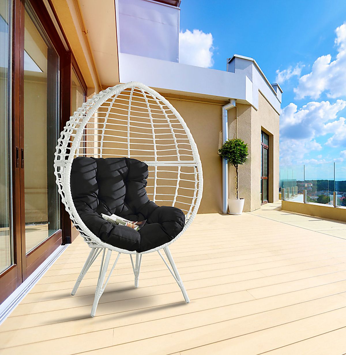 Evanel White Colors,White Polyester Fabric Outdoor Egg Chair | Rooms to Go