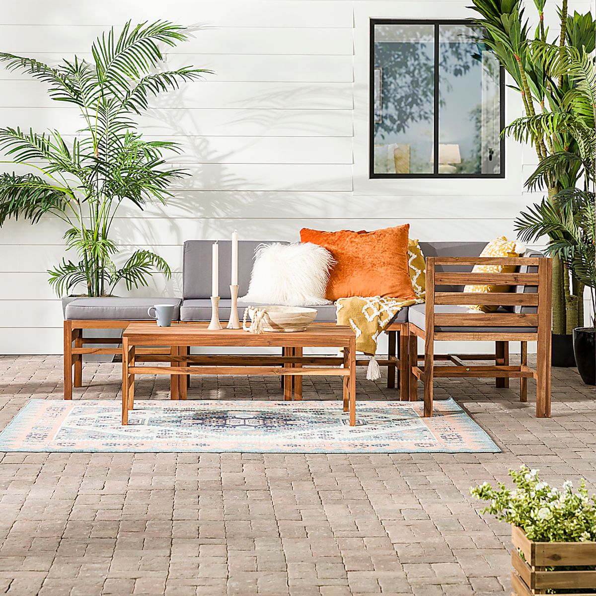 Evernon I Gray Polyester,Polyurethane Fabric Outdoor Patio Set | Rooms ...