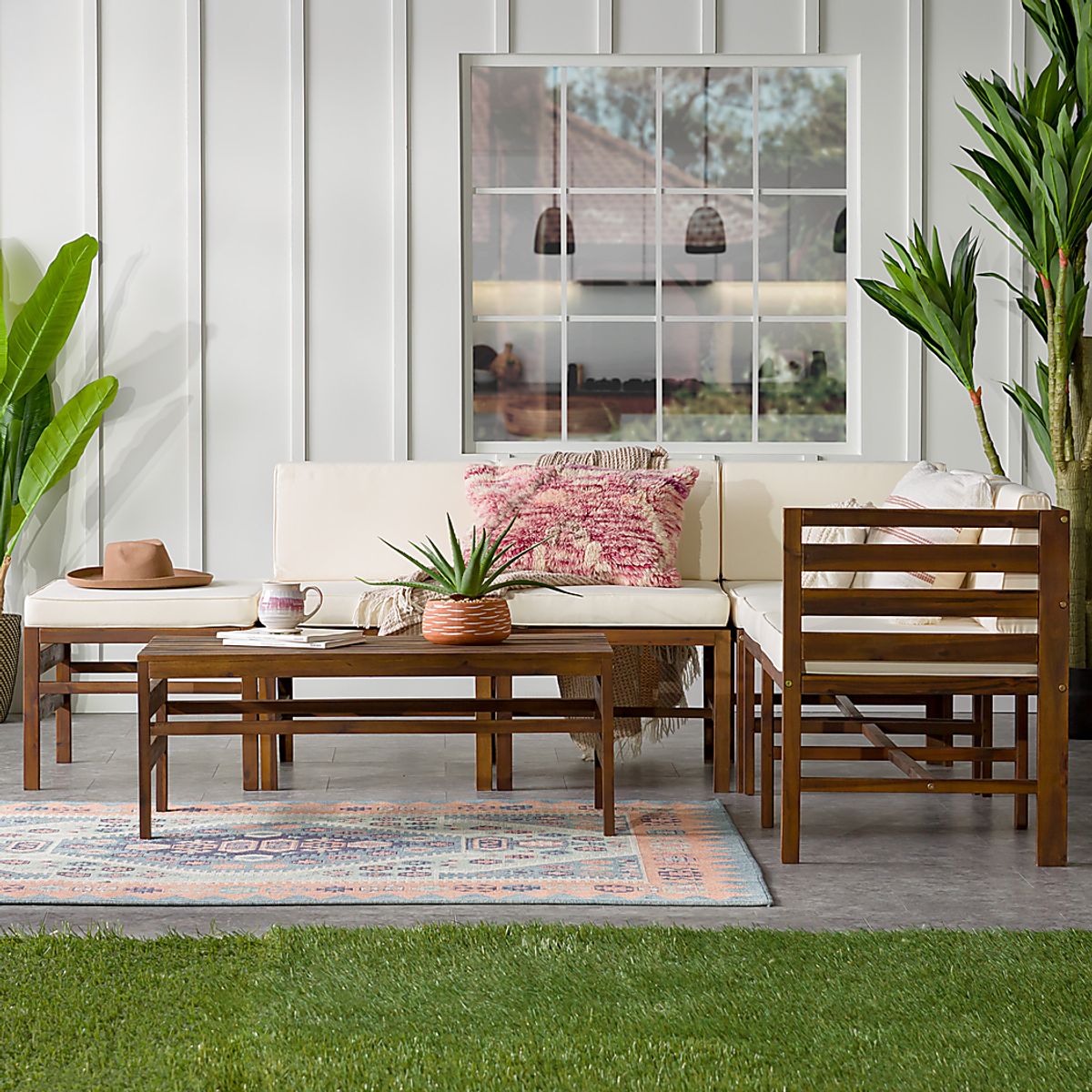 Evernon II Cream Colors,Light Wood,White Polyester,Polyurethane Fabric ...