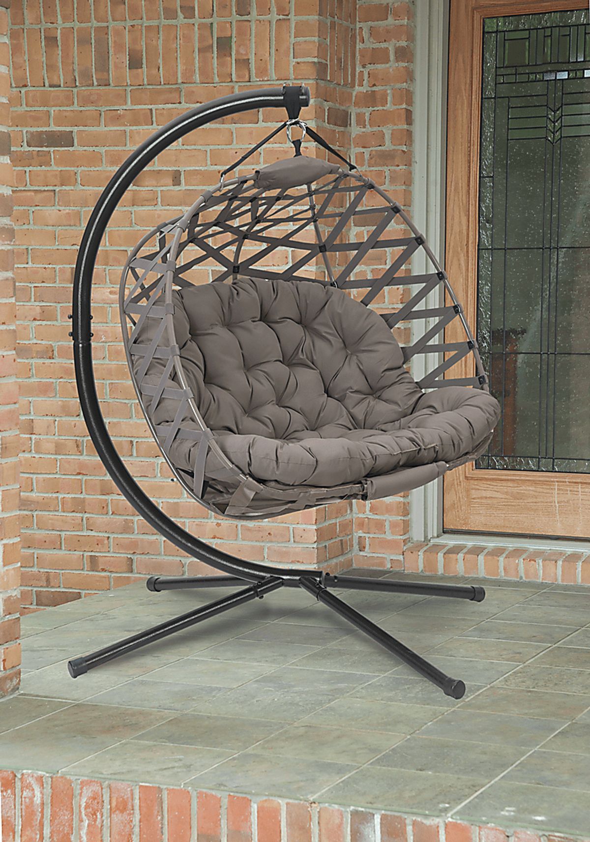 Hollette Brown Outdoor Hanging Loveseat | Rooms to Go