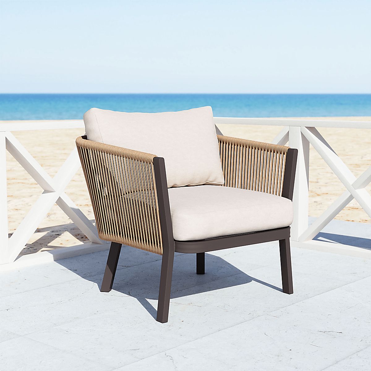 Jetero Brown Polyester Fabric Outdoor Accent Chair | Rooms to Go