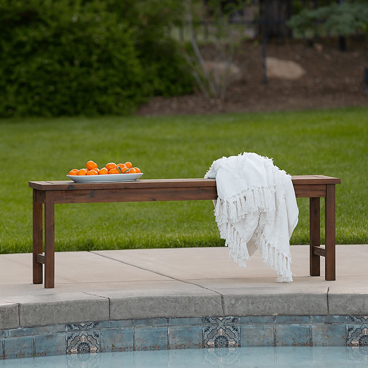 Nasser Dark Brown Wood Outdoor Bench | Rooms to Go