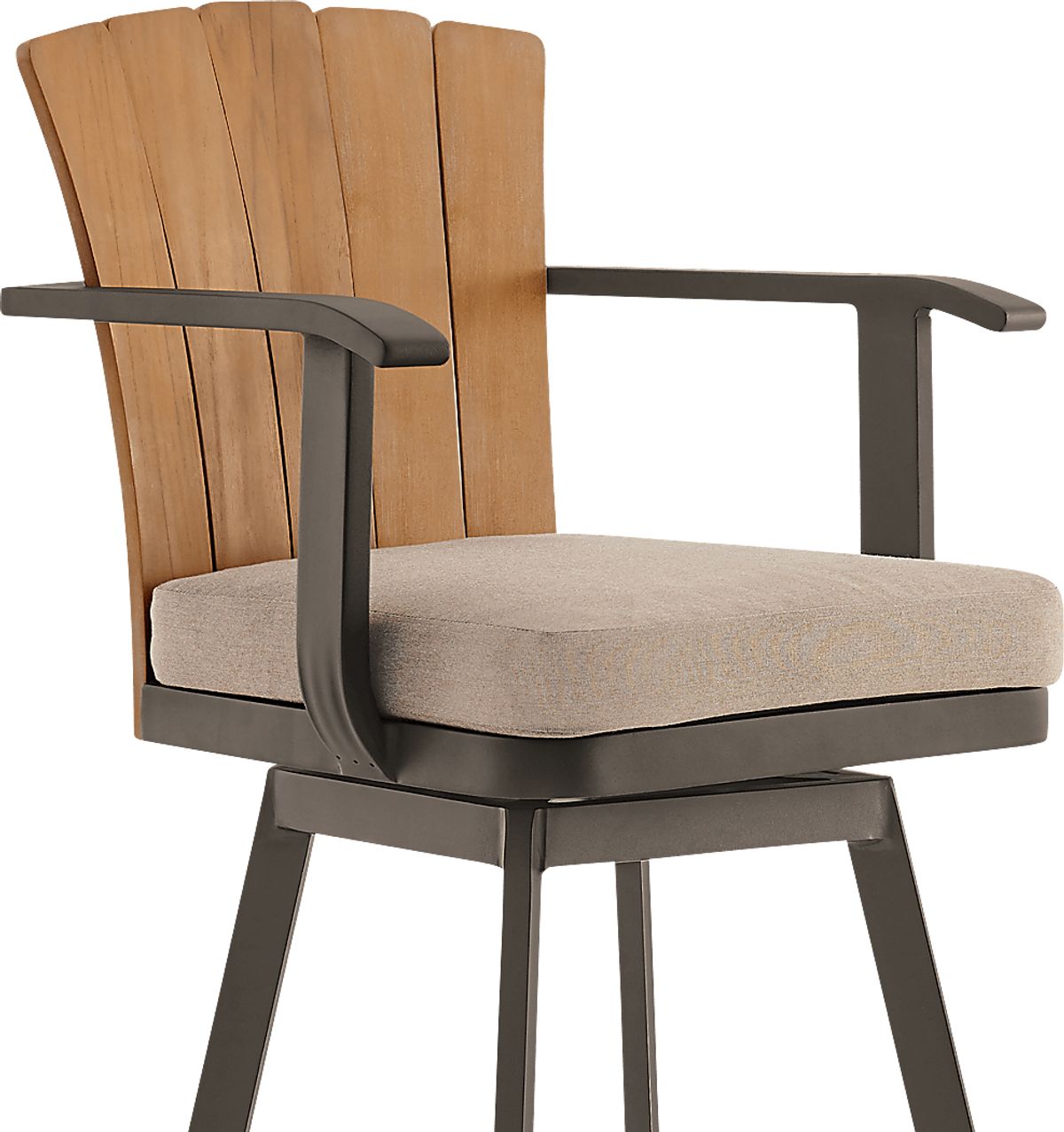 Sallodge Brown Dark Wood Acrylic Fabric Outdoor Swivel Bar Stool ...