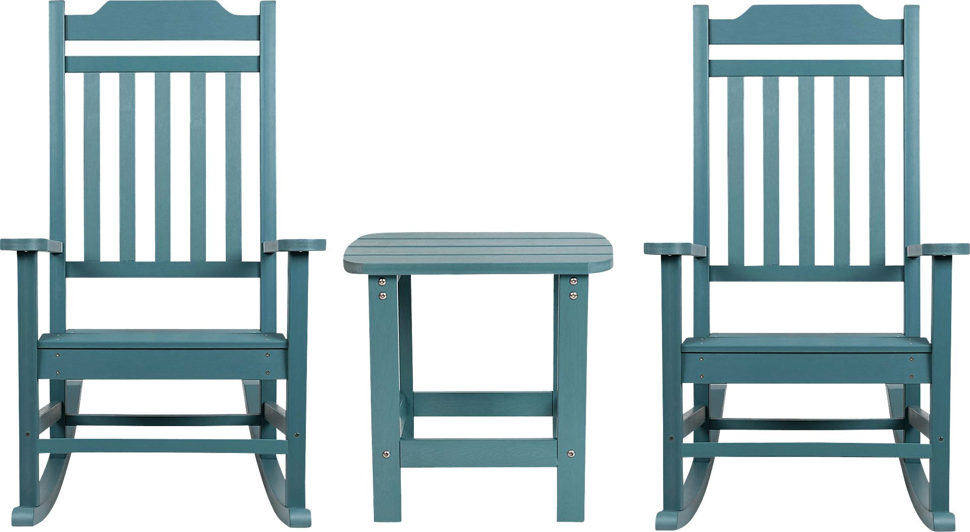 Outdoor Winnie Elle Blue Rocking Chairs and Accent Table - Rooms To Go