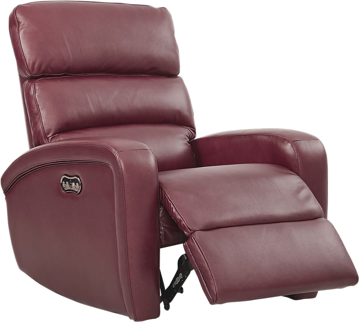 Overtown Burgundy Leather Dual Power Recliner - Rooms To Go
