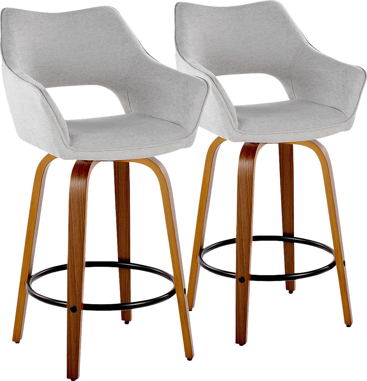 Ovur II Walnut Dark Wood Gray Polyester Fabric Counter Height Stool ...
