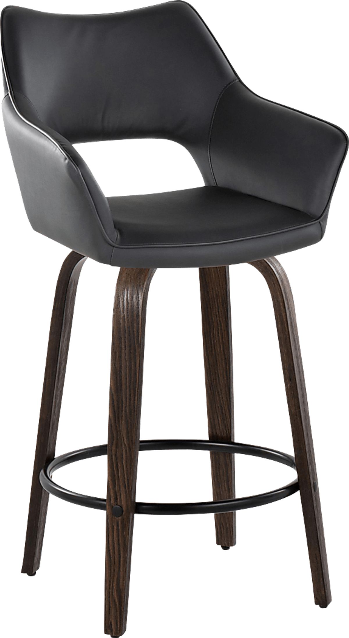Ovur III Dark Wood Sangria Black Polyurethane Fabric Counter Height ...