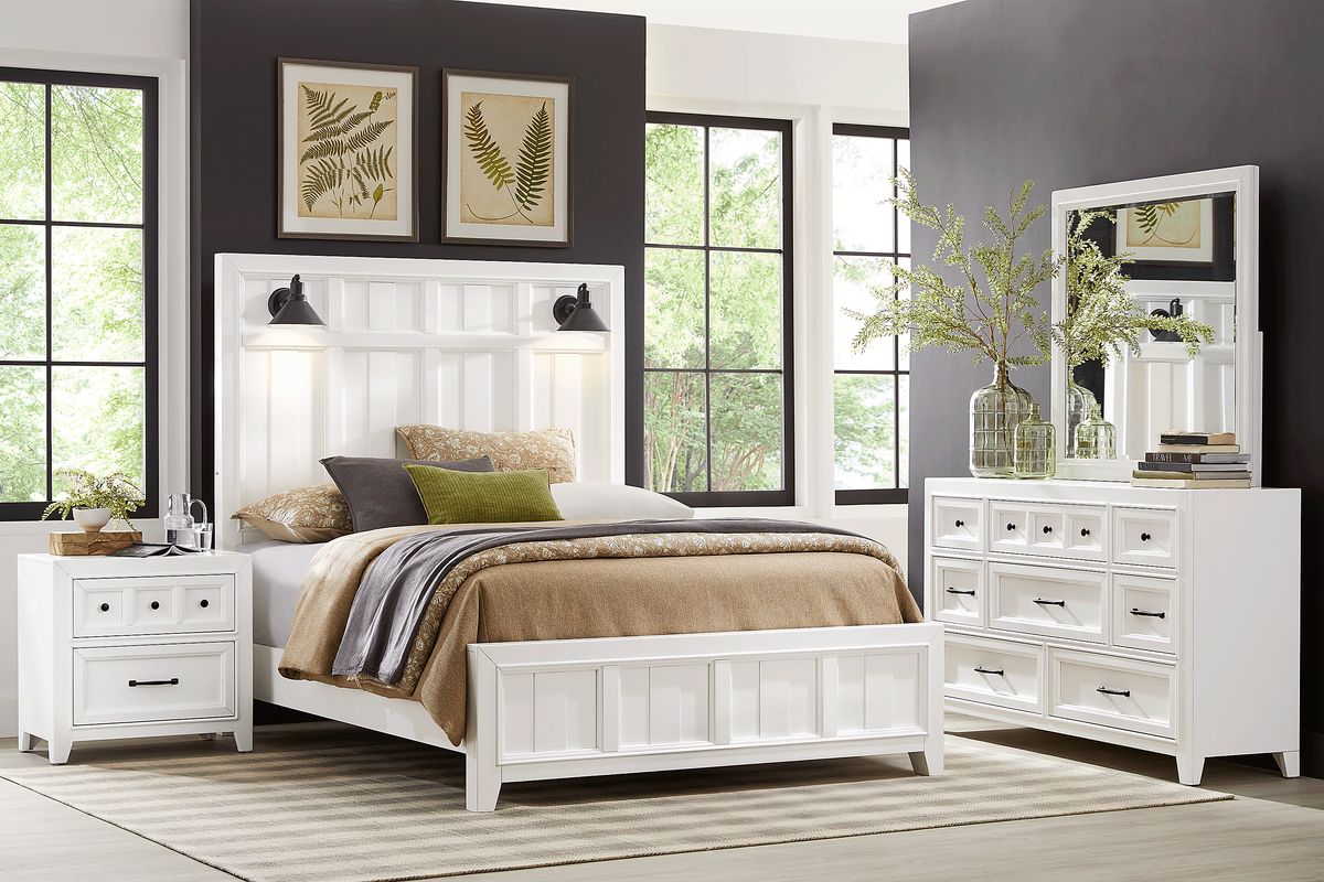 Owings MILL 5 Pc White Colors,White King Bedroom Set With Dresser ...