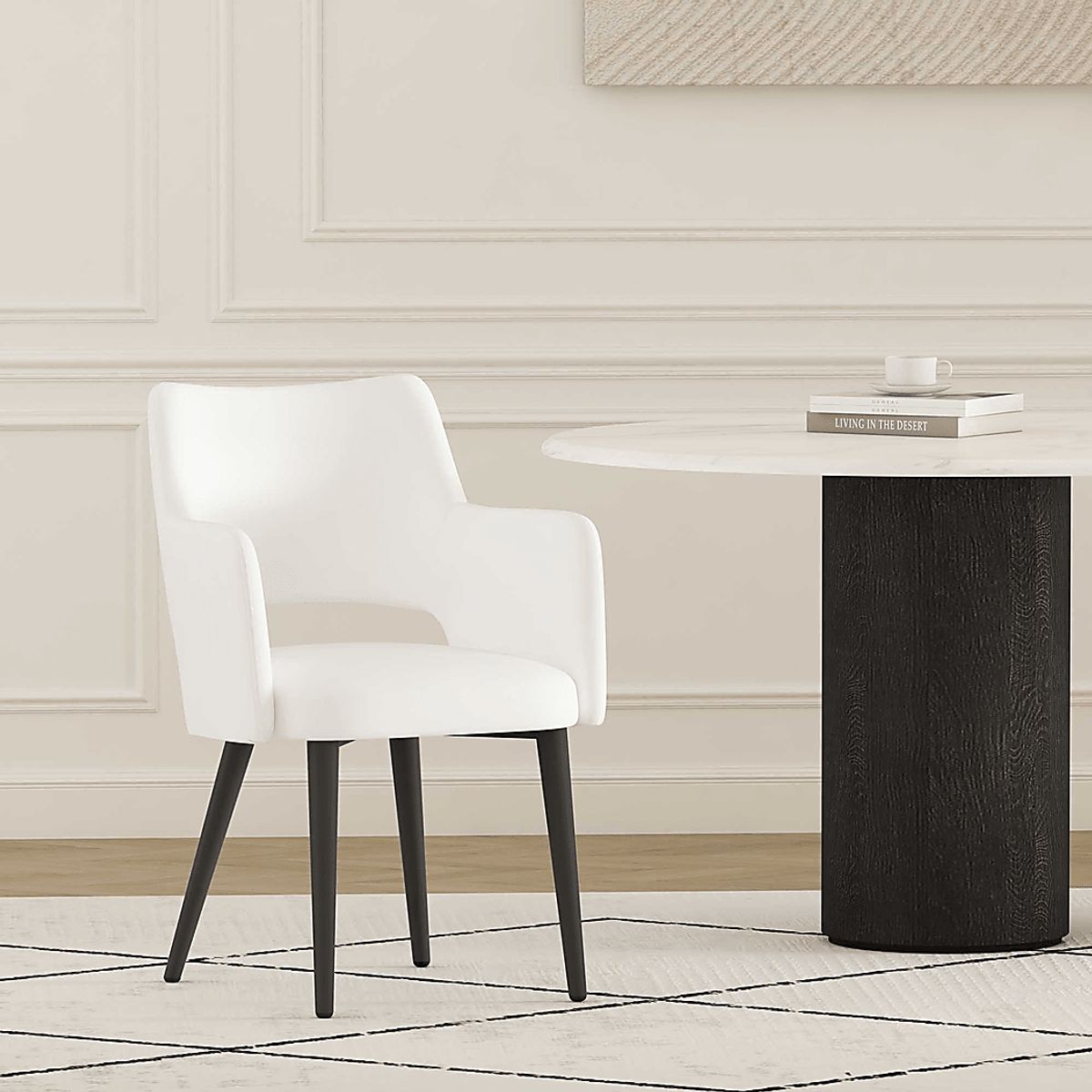 Owlwell White Vinyl Fabric Arm Chair | Rooms to Go