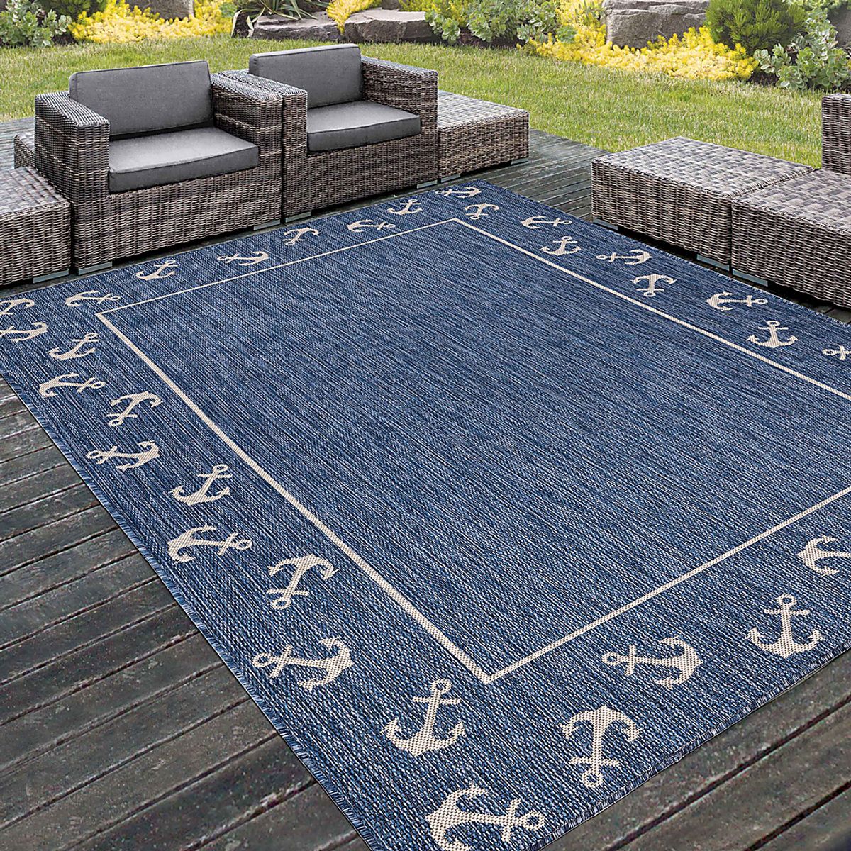 Oyufi Blue Outdoor Rugs | Rooms to Go