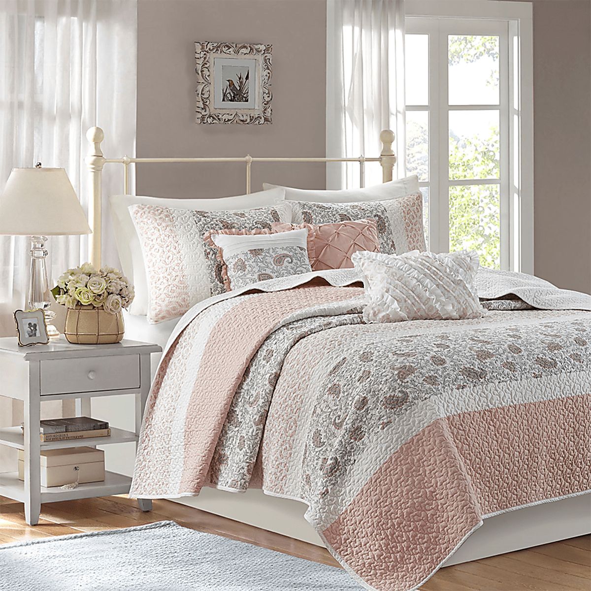 Pabl Blush Beige 6 Pc Full Quilt Set | Rooms to Go