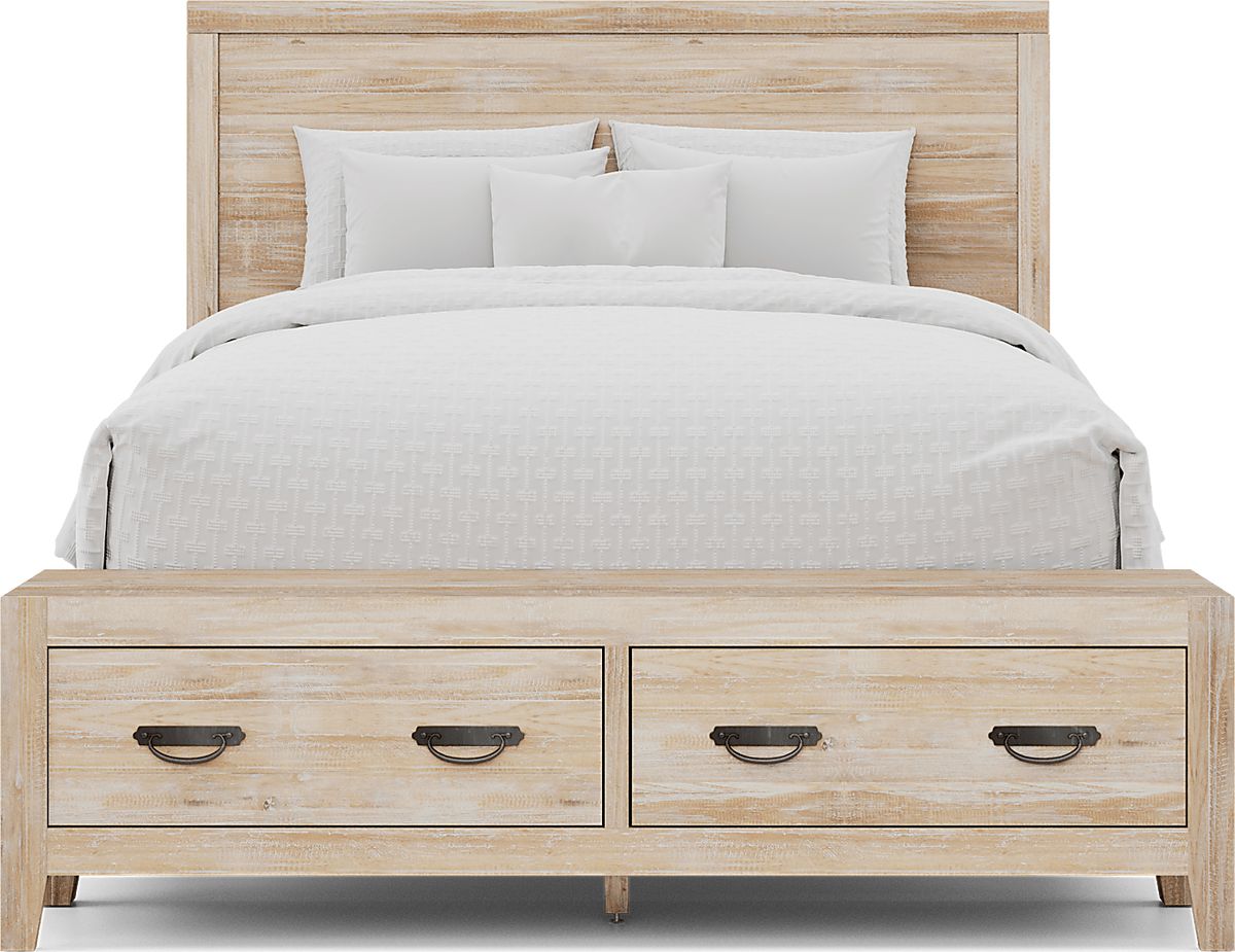 Palm Grove 5 Pc Taffy Light Wood Queen Bedroom Set With Dresser, Mirror ...