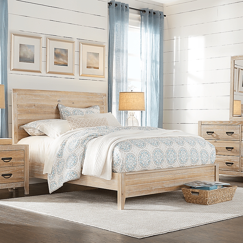 Palm Grove 5 Pc Taffy Light Wood King Bedroom Set With Dresser, Mirror ...