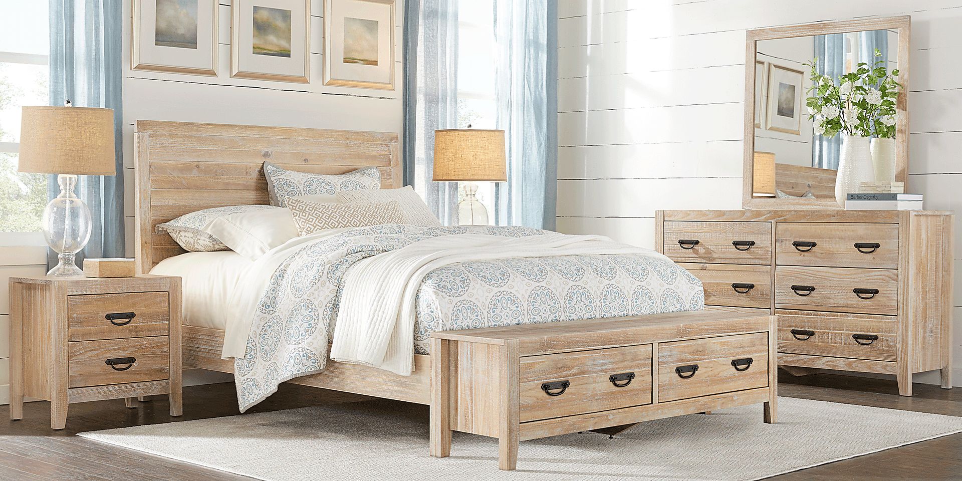 Palm Grove Taffy Light Wood 3 Pc Queen Storage Bed | Rooms to Go