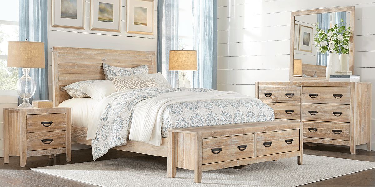 Palm Grove Taffy Light Wood 3 Pc Queen Storage Bed | Rooms to Go