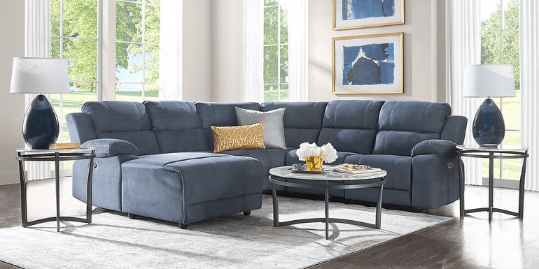Blue Sectional Sofa With Recliners | Baci Living Room