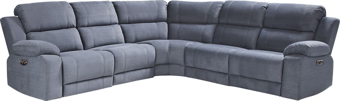 Palmer Point Blue Polyester Fabric 5 Pc Dual Power Reclining Sectional ...