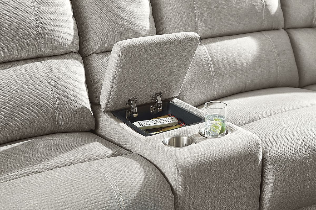 Palmer Point Gray Polyester Fabric 7 Pc Dual Power Reclining Sectional ...