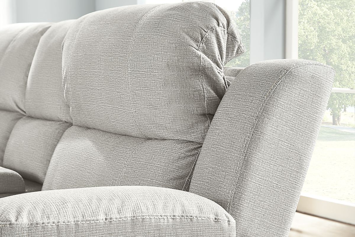 Palmer Point Gray Polyester Fabric 7 Pc Dual Power Reclining Sectional ...