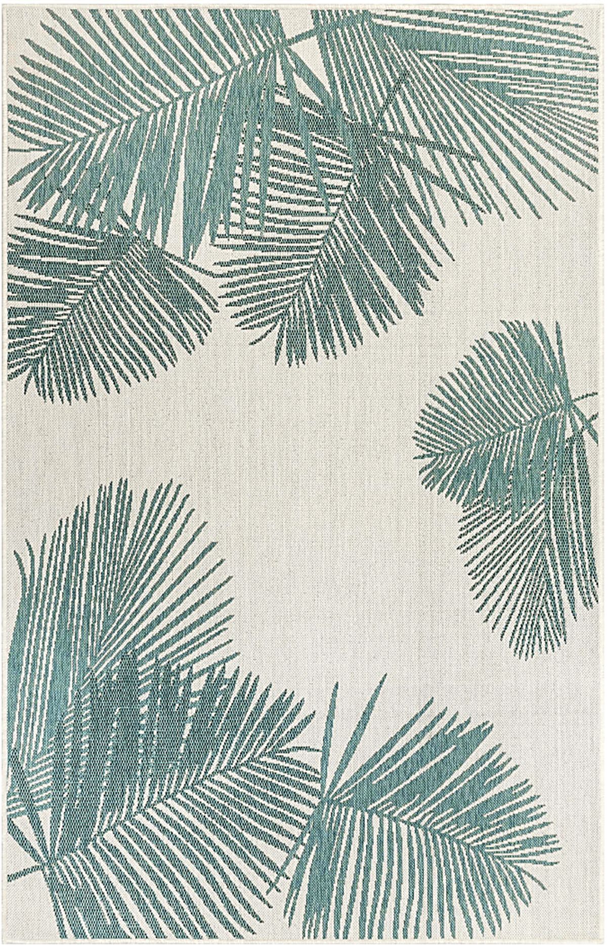 Palms Breeze Aqua Blue Outdoor Rug | Rooms to Go
