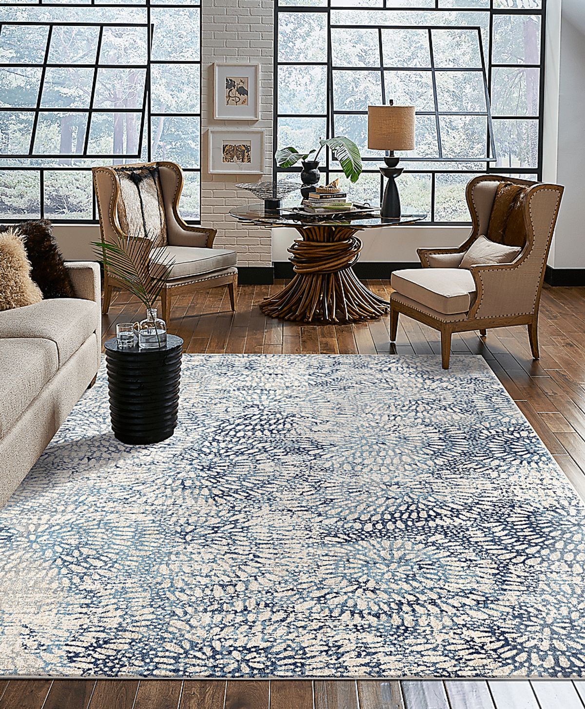 Drew & Jonathan Panavista Aqua Blue Rugs | Rooms to Go