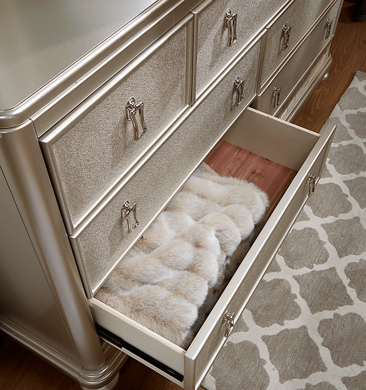 Paris 7 Pc Silver Gray Queen Bedroom Set With Dresser, Mirror, 3 Pc ...