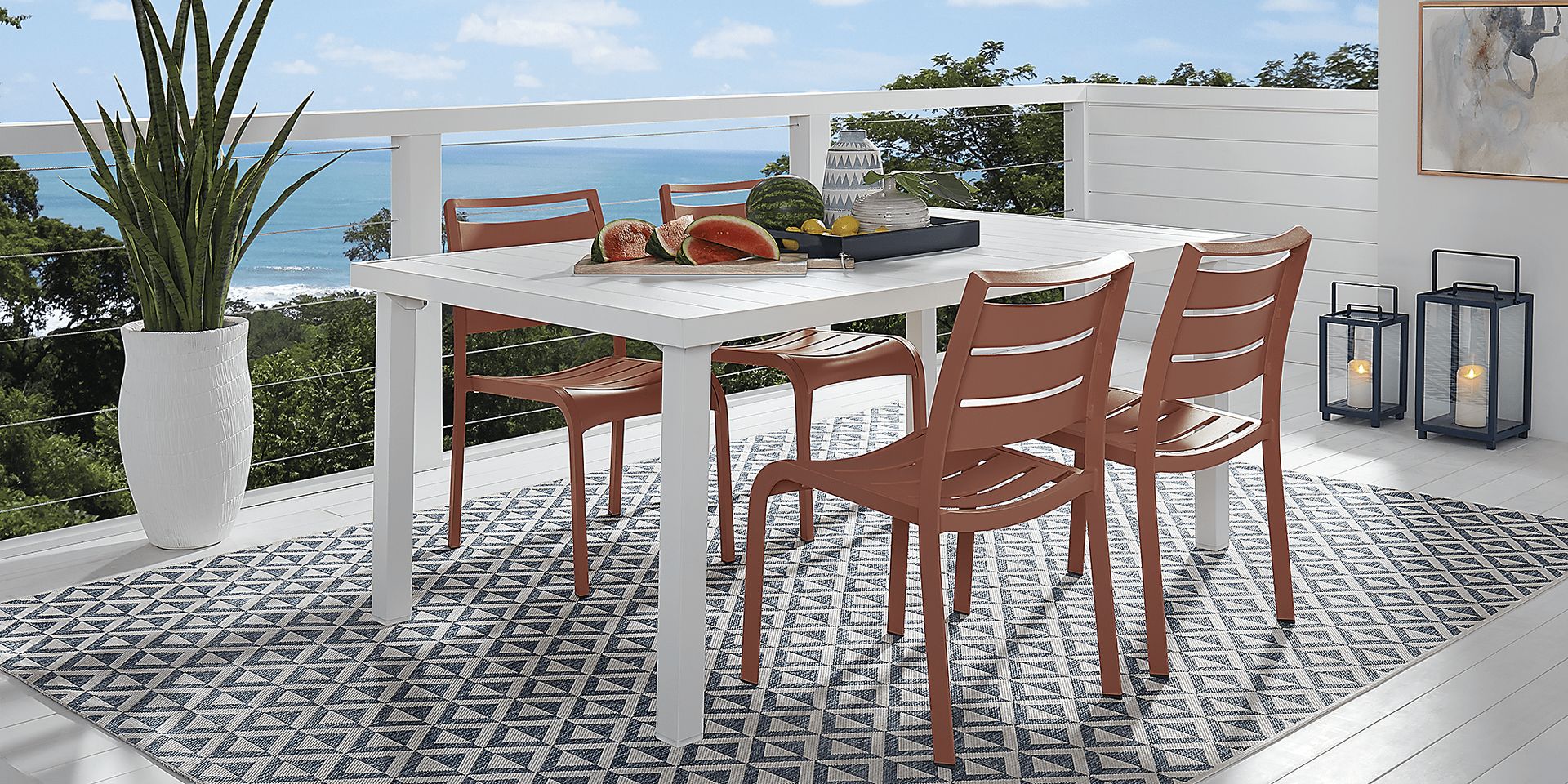 Park Walk White Colors,White Aluminum Outdoor 70 in. Rectangle Dining ...